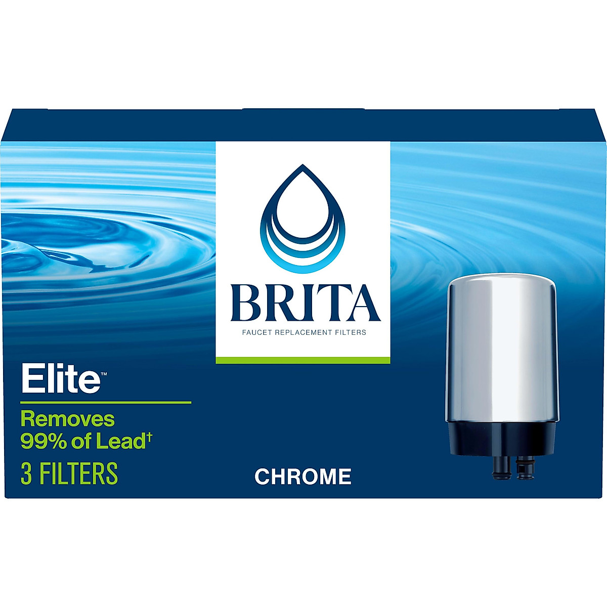 Brita Water Filter Replacements for Sink, Faucet Mount Water Filtration System for Tap Water, Reduces 99% of Lead, Chrome, 2 Count