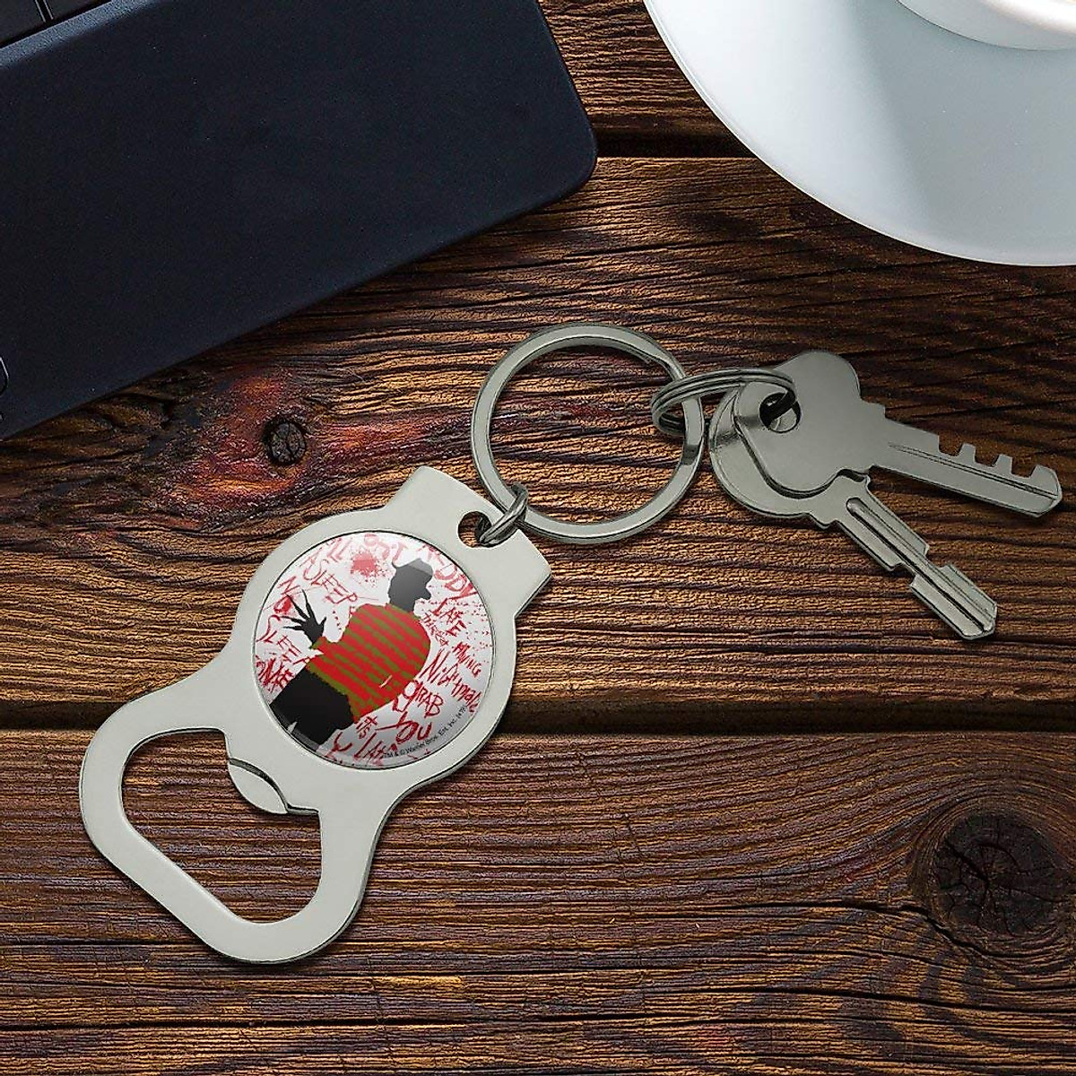 GRAPHICS & MORE A Nightmare on Elm Street Freddy Keychain with Bottle Cap Opener