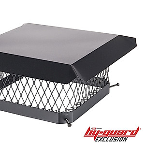 HY-GUARD Galvanized Steel Chimney Cover - HY-C Black Chimney Cap, Single Bolt-On Chimney Fireplace Cover, Chimney Flue Cover To Fit On Existing Flue Tiles, Chimney Vent Cap With Hood Plate (13" x 13")