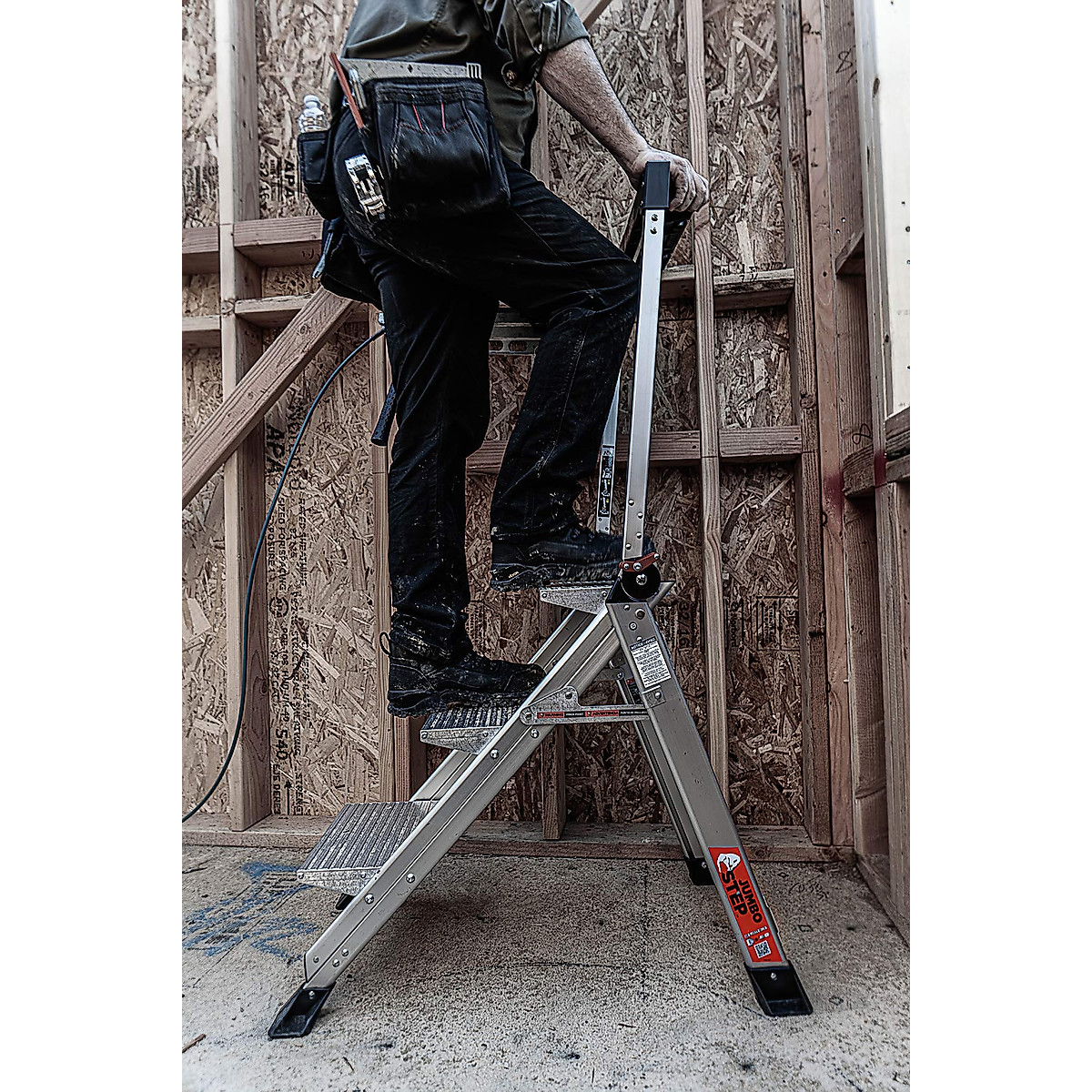 Little Giant Ladder Systems, Jumbo Step, 3-Step, 2 Foot, Step Stool, Aluminum, Type 1AA, 375 lbs Weight Rating, (11903), Gray