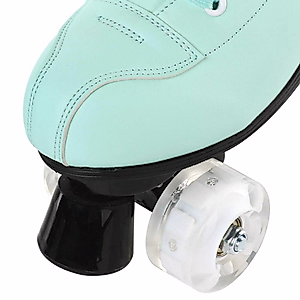 Womens Roller Skates Artificial Leather Adjustable Double Row 4 Wheels Roller Skates Shiny High-Top Outdoor Roller Skate for Teens,Adult (Flash Wheel, 39/US 8.5)