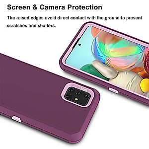 Tiflook for Galaxy A51 Case 4G (Not Fit A51 5G Version), Shockproof Heavy Duty Armor Rugged Hard Plastic Rubber Bumper 2-Layer Hybrid Protective Cover Case for Samsung Galaxy A51, Pinkish Purple