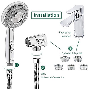 KLLEYNA Shower Head Sink-Faucet Bathtub-Bathroom-Garden - Hose Sprayer Attachment(5 Adapters) for Hair Washing & Pet Dog Rinse & Baby Bath, ON/OFF Extension for Moen, Kohler, Delta, American Standard