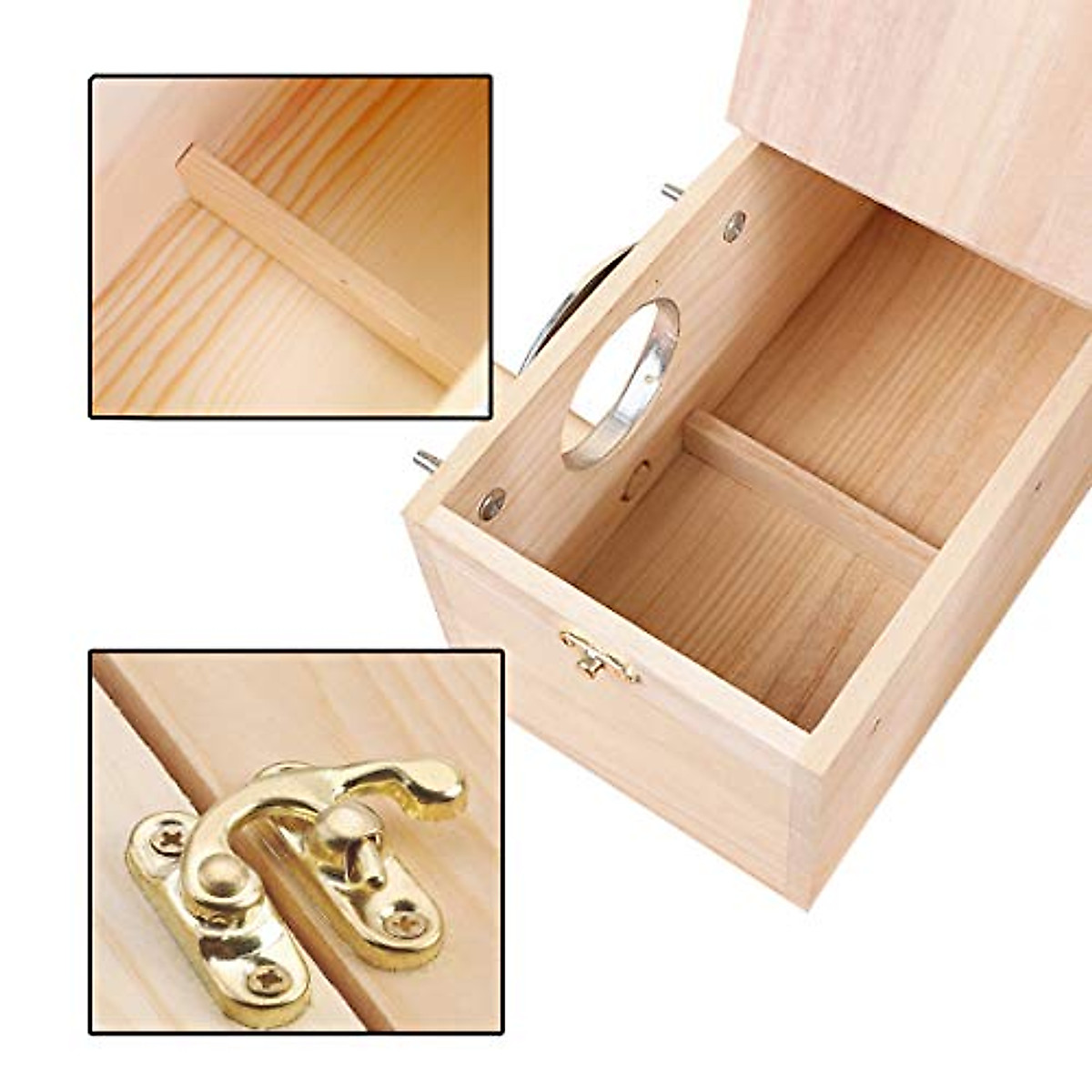 Parakeet Nesting Box, Bird Nest Breeding Box Cage Wood House for Finch Lovebirds Cockatiel Budgie Conure Parrot (M:9.8"×5.1"×5.3")