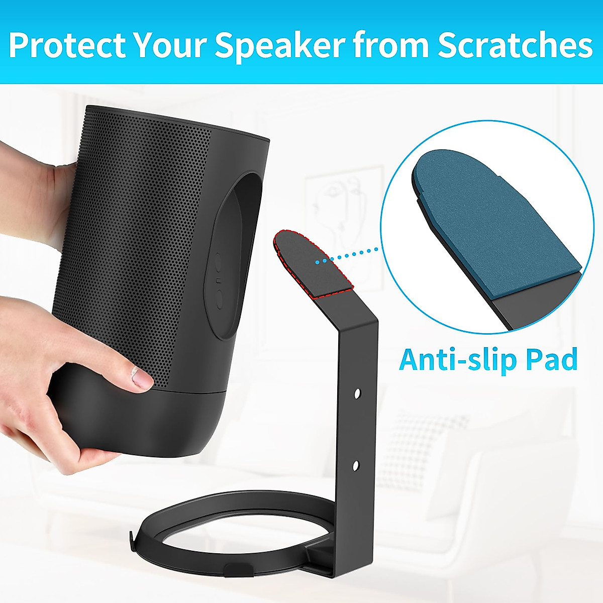 Yibracki Heavy-Duty Wall Mount Bracket for Sonos Move 2 and Move Mount Indoor/Outdoor Easy to Install Speaker Mount, Black