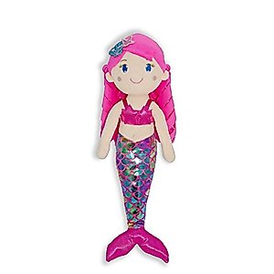 June Garden 15.5" Sparkly Mermaid Larissa - Soft Mermaid Plush Stuffed Doll Gift for Toddler Girls