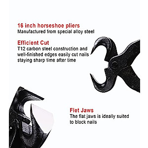 Ueemph Farrier Tools 16-inch,Horseshoe Pliers Tool for Horses,Rasp Hoof Cutter Set, Horses Hoof Trimmers Tools, Suitable for hoof Trimming of Goats, Sheep, Alpaca, Pigs, Horse Pick, Cattle, Donkeys.
