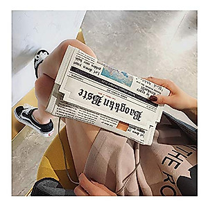 moderngenic 'Newspaper' Handbag, Fashion Envelope Clutch, Cross-body Shoulder Purse, Soft PU Leather Handbags for Women/Girls