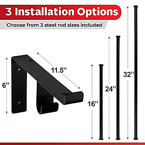 Mildenhall Hanging Pot Rack 3-in-1 Size Options - Wall Mount Cookware Organizer Rack - Sturdy Steel Construction - Farmhouse Style Kitchen Storage For Pots, Pans, Utensils (Board Not Included)