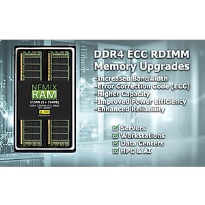 NEMIX RAM 128GB (4X32GB) DDR4 2133MHZ PC4-17000 2Rx4 1.2V 288-PIN ECC RDIMM Registered Server Memory KIT