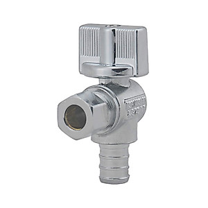 LD Valve- 1/4 Turn Angle Stop Valve 3/8-in Compression x 1/2-in Pex, Quarter Turn LF Brass Chrome Plated OD to Pex Angle Shut Off Valve for Faucet or Toilet Installation (2-Pack)