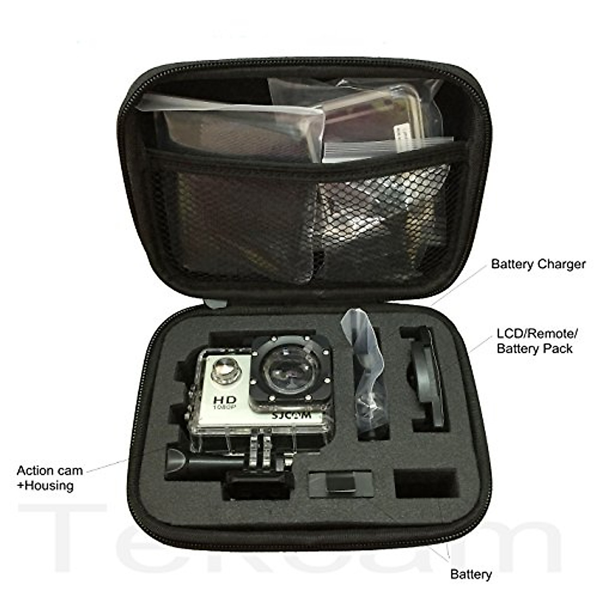 TEKCAM Underwater Camera Accessories Kit with Small Carrying Case Compatible with Gopro Hero 11 10 9 8/AKASO Series Action Camera and so on