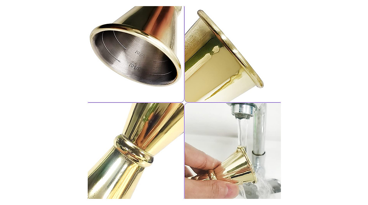 Double Jigger Gold - Precision 1oz/2oz Stainless Steel Cocktail Measure