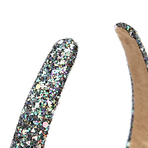 BOMTTY 4 Pcs Glitter Headbands, Sparkly Headband Plastic Hair Hoop Glitter Hairbands for Girls and Women (Black+White+Grey+Beige)