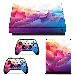 FOTTCZ Vinyl Skin for Xbox One X Console & Controllers Only, Sticker Decorate and Protect Equipment Surface, Multicolor Triangle
