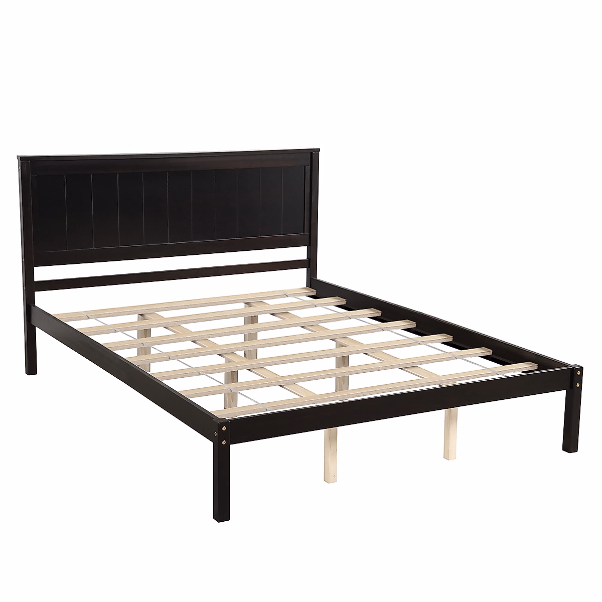 Harper & Bright Designs Wood Queen Size Bed Frame with Headboard and Footboard, Queen Size Platform Bed with Wooden Slat Support for Boys, Girls,No Box Spring Needed,Espresso