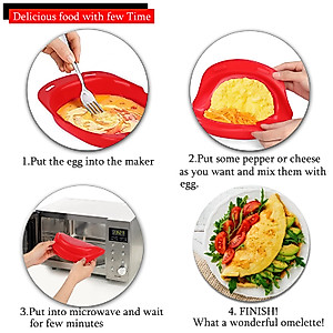 Silicone Omelette Maker,Microwavable Omelet Maker,Nonstick Egg Roll Baking Pan,Quick& Easy Breakfast/Lunch/Dinner Baking Tool,Dishwash Safe