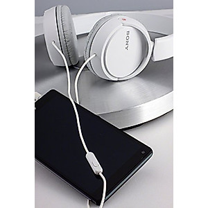 Sony ZX Series Wired On-Ear Headphones with Mic, White MDR-ZX110AP