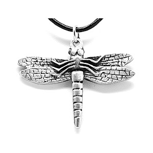 Trilogy Jewelry Pewter Dragonfly Fairy Faerie Fey Pendant on Leather Necklace