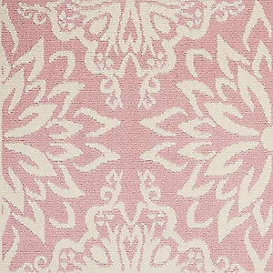 Nourison Jubilant Floral Ivory/Pink 4' x 6' Area Rug, Easy -Cleaning, Non Shedding, Bed Room, Living Room, Dining Room, Kitchen (4x6)