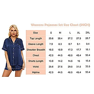 Zando Womens Two Piece Pajama Set Sexy Pajamas for Women Silk Ladies Pajamas Satin Pajamas Womens Button Down Pajama Shorts Set Women's Sleepwear Bride Pajamas Comfort PJS Dark Green XX-Large