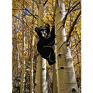 JPTSDBNWMT Outdoor Statue Metal Bear Tree Art Yard Garden Decor Fence Animals Silhouette Art Decoration