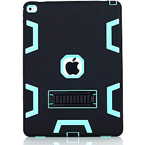 iPad Pro 12.9" Case,AICase Heavy Duty Hybrid Shockproof Hard Case Cover Rubber Stand for 2017(A1670/A1671) Apple iPad Pro 12.9 inch (Black/Mint Blue)