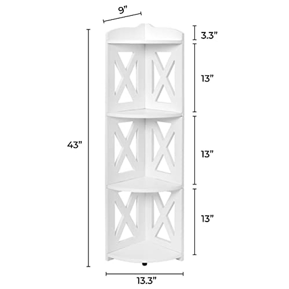 NHZ Corner Shelf Stand, Wood Corner Bookshelf, Corner Bookcase and Plant Stand (White, 4 Tier)