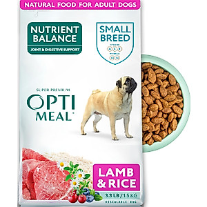 OPtimeal Small Breed Dog Food - Proudly Ukrainian - Nutrient Balance Dry Small Dog Food High-Protein to Support Healthy Digestion and Joint Health (3.3lbs, Lamb & Rice)