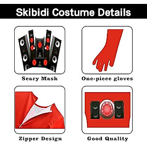 Estavucci Skibidi Toilet Costume for Boy TV Man Cosplay Video Game Jumpsuit for Halloween with Mask 5-12 Years
