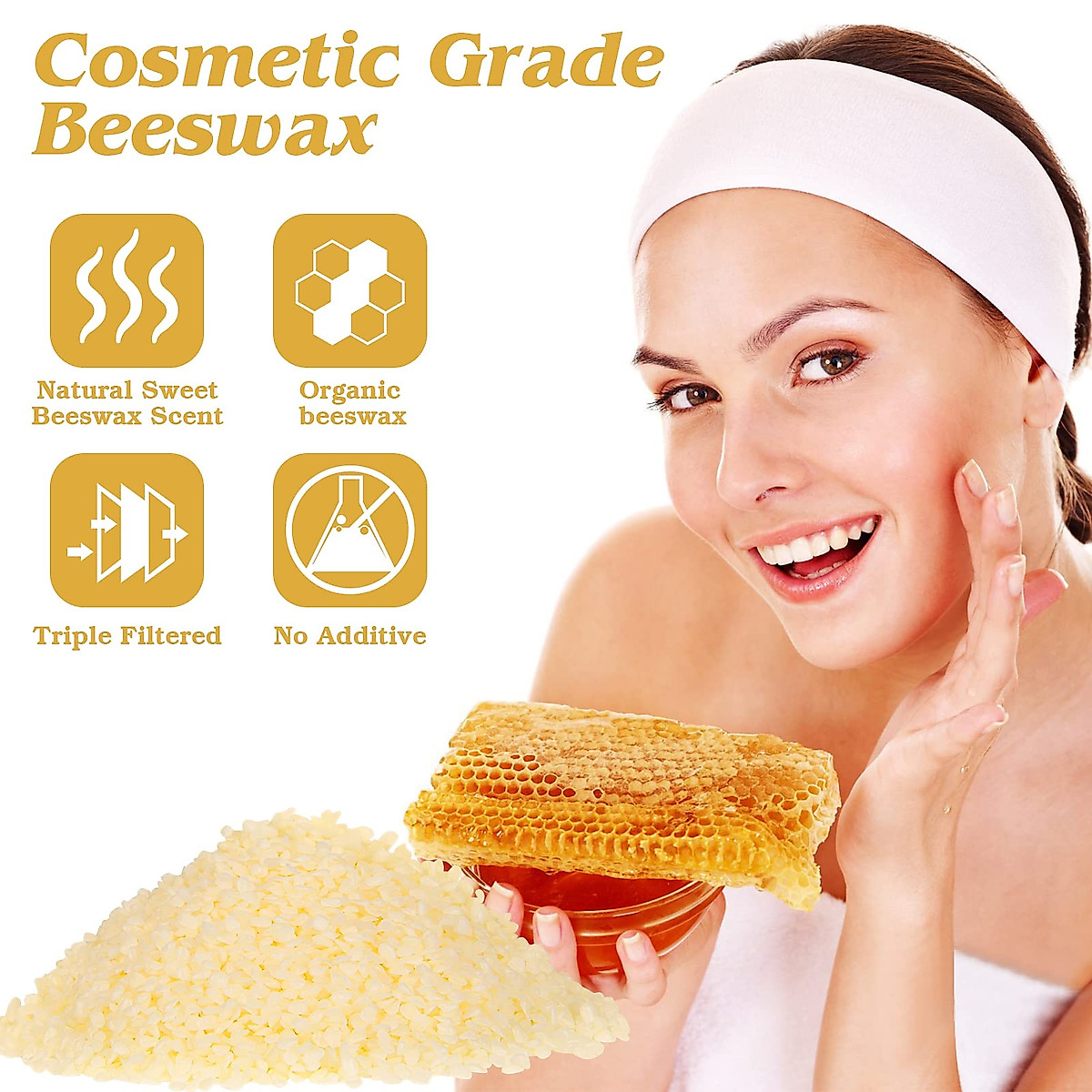 Beeswax Pellets 10LB Cosmetic Beeswax Triple Filtered Beeswax Pastilles for Candle Making Great for DIY Projects Creams Lotions Lip Balm and Soap Making Supplies(10LB)