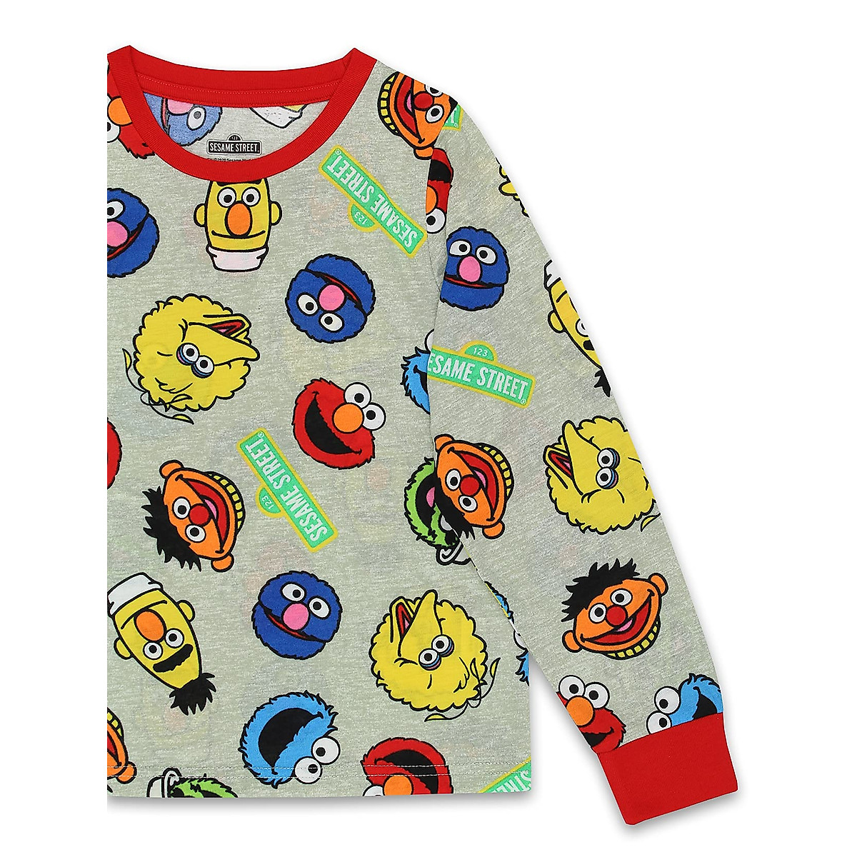 Sesame Street Elmo Toddler Unisex Long Sleeve 2-Piece Pajamas Set (2T, Gray)