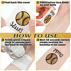 120 Pcs Softball Temporary Tattoos for Team Softball Team Gift Sports Waterproof Body Temporary Stickers Gold Softball Tattoo for Softball Team Boys Girls Fans Party Supplies, 6 Styles