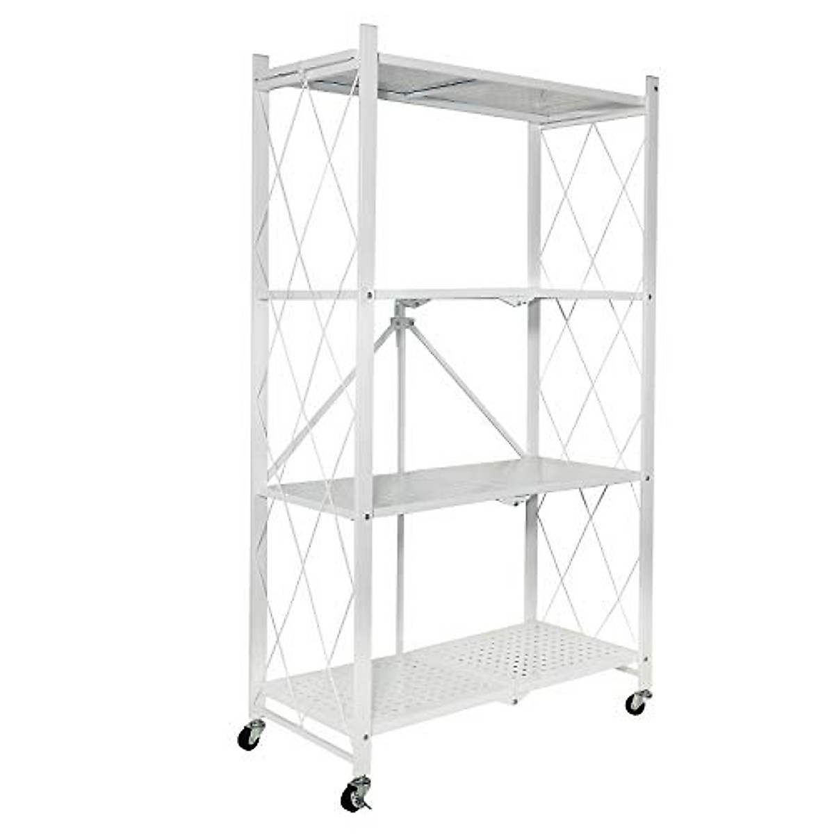 ATAAY Collapsible/Foldable Shelving Unit,Sturdy Metal Storage Rack Kitchen Organizer Shelving,General Purpose Home Kitchen Laundry/White