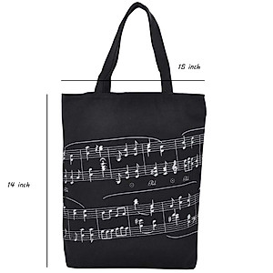 COCOMK Reusable Grocery Bags,Music bag,Canvas Tote Bag Perfect for Shopping,Laptop,School Books Medium