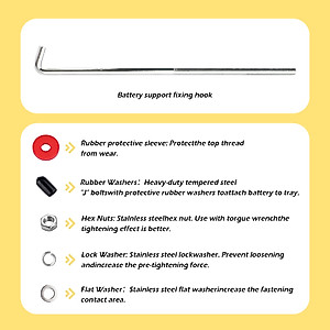 Battery Hold Down Bracket,Premium Aluminum Alloy Battery Tie Down Sets Provide Safe&Stable Driving Environment,Universal Car Battery Holder with 8" Stainless Steel J Bolts (Silver)