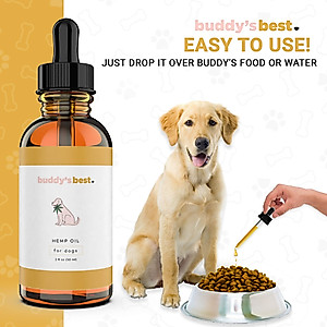 Buddy's Best Hemp Oil Treats for Pets - 100% Cold Pressed Hemp Seed Oil - Omega 3 & 6 for Hip & Joint Health, 2 x 1oz