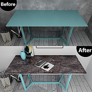 YENHOME Peel and Stick Countertops 24 X 200 Inch Sandstone Black Brown Granite Marble Contact Paper Decorative Marble Wallpaper Peel and Stick Kitchen Counter Contact Paper Marble Vinyl Wrap