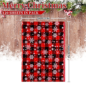 Whaline 120 Sheet Christmas Buffalo Plaid Tissue Paper Winter Red Black Plaids Snowflake Tissue Paper Xmas Wrapping Paper Rustic Art Craft Paper for Christmas Winter Party Craft Gift Wrapping