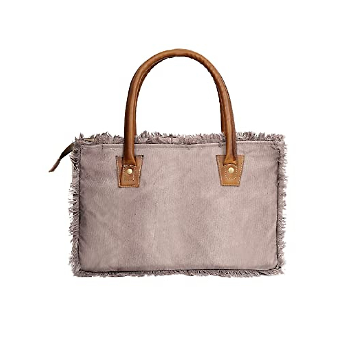 Ruzioon Upcycled Canvas Hand Bag, Upcycled Canvas & Cowhide Leather Tote Bag, Canvas Tote Bag for Women, Radiant Canvas Shoulder Bag