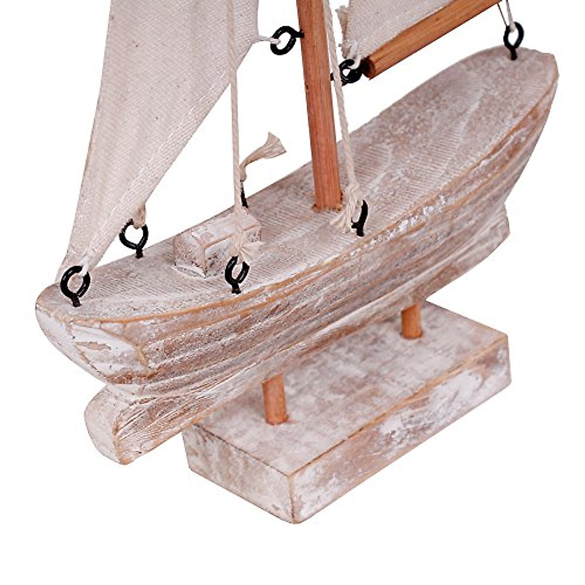 Wooden Sailboat Model Decor - Rustic Nautical Ship Miniature