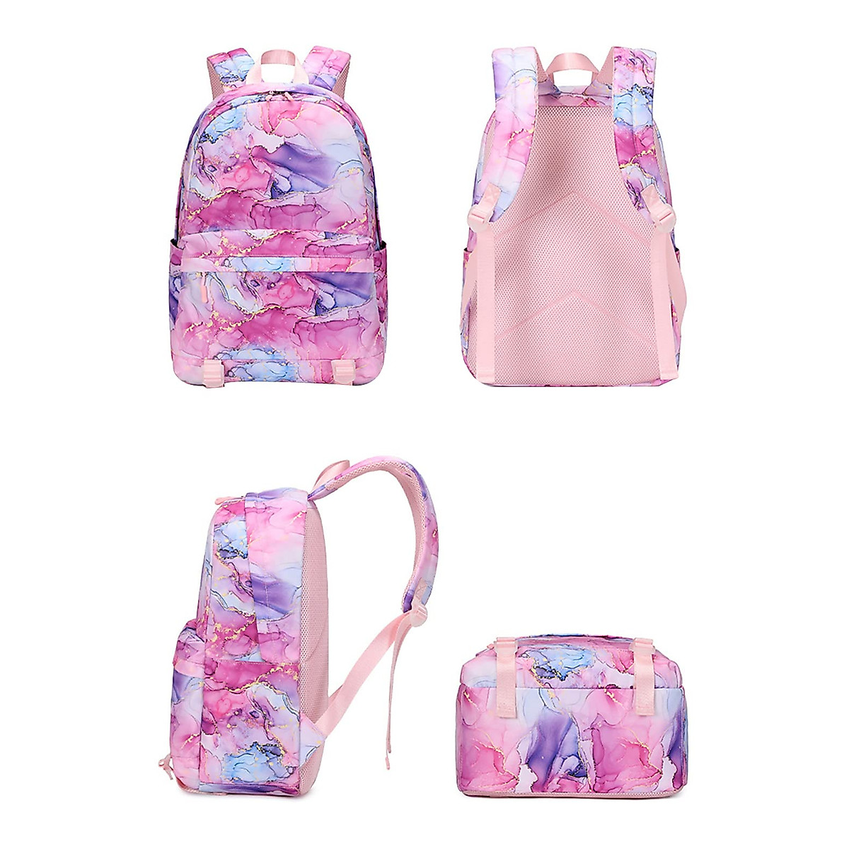 JiaYou Junior high school Backpack Sets 2Pcs Daypack with Lunch case Girls Middle school Bag(Purple,20 Liters)