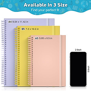 3 Pack Dotted Journal Notebook, 1 Subject Spiral Notebook with Pockets, A5 Bullet Journals,480 Perforated Pages 100gsm Thick Dotted Paper,Dot Journal Notebook for School Supplies Office,5.85" x 8.5"