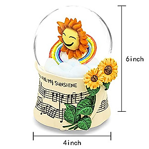 Sunflower Music Box Snow Globe, Sunflower Gift for Wife Girlfriend Women, Flower Snowglobe Musical Box with Light Birthday Christmas Valentine Play You are My Sunshine