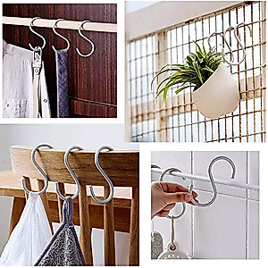S Hook Closet Hook Heavy Duty S Hook, Aluminum Hook for Bathroom Kitchen Workshop Outdoor Flower Baskets etc 6pcs