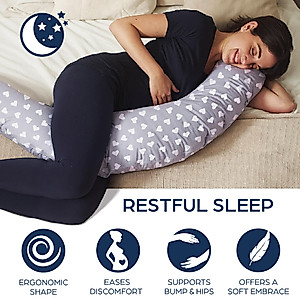 Niimo XXL Pregnancy Pillow & Baby Feeding Pillow - 2022 Double Platinum Winning Maternity Pillow, 100% Cotton Pregnancy Pillow Cover, Machine-Washable Pregnancy Body Pillow, Pregnancy Must Haves