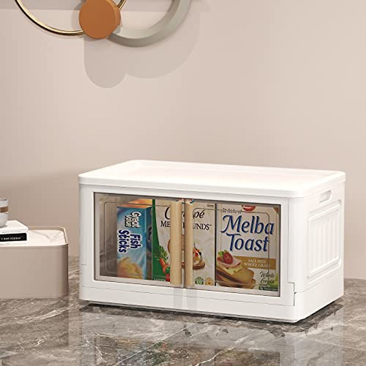 Nafenai Storage Bins with Lids - Folding plastic storage bin,44 Quart Collapsible storage box with Wheels,Double Door Stackable Closet Organizers,Storage boxs for Home