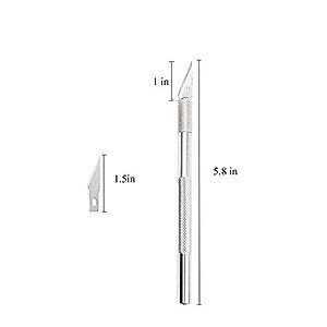 Stainless Steel Precision Knife Set Hobby Knife Razor Tool with 5 Spare Blades for Phone Repair Scrapbooking Stencil Plastic Models