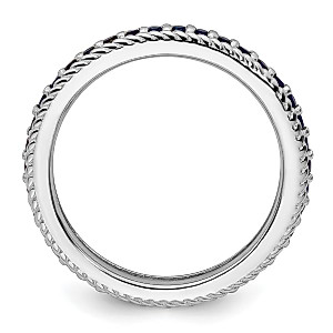 IceCarats 925 Sterling Silver Created Blue Sapphire Eternity Stackable Ring Gemstone Band September Birthstone Jewelry Size 8