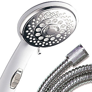 HotelSpa Designer White/Chrome-Face Spiral Handheld w/Patented ON/OFF Pause Switch
